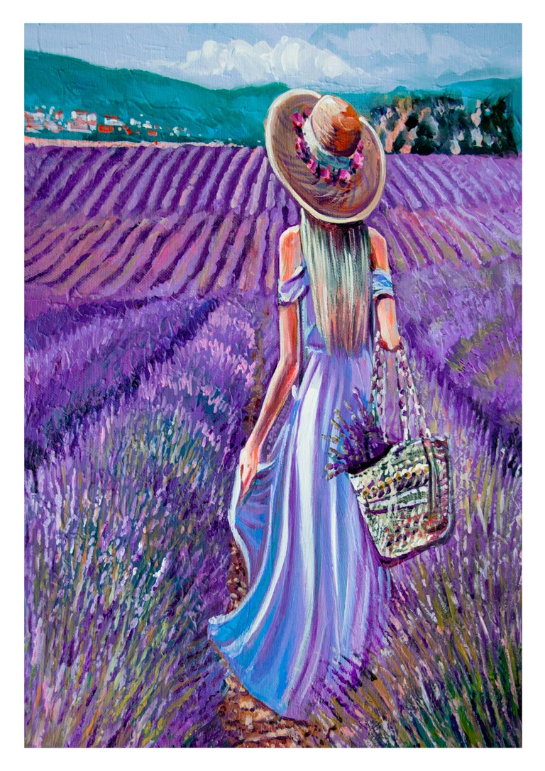 Violet fields Mademoiselle Plakat Poster for Elegant Home Decor – ARTSY FARTSY®